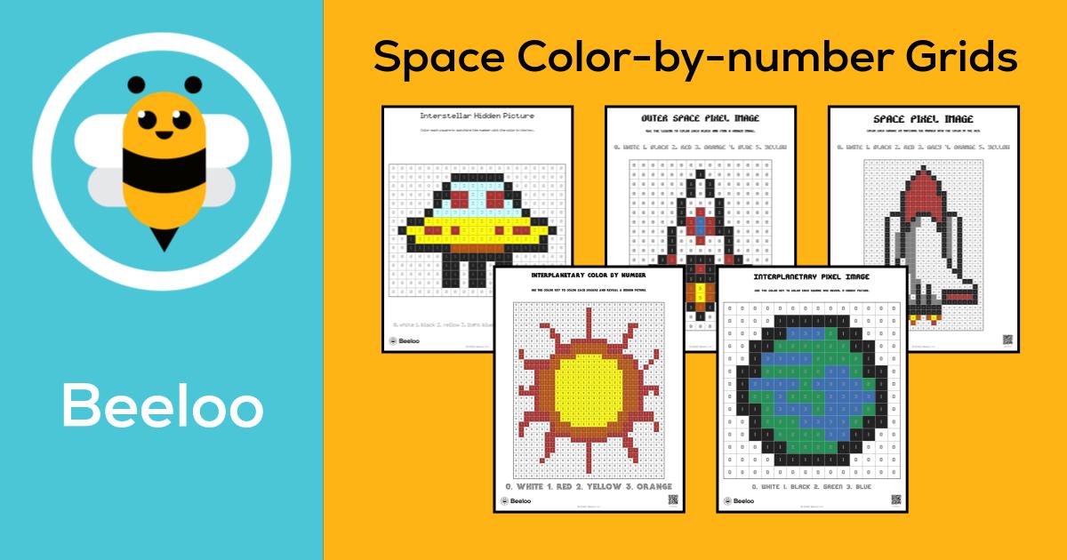Space-themed Color-by-number Grids • Beeloo Printable Crafts and ...