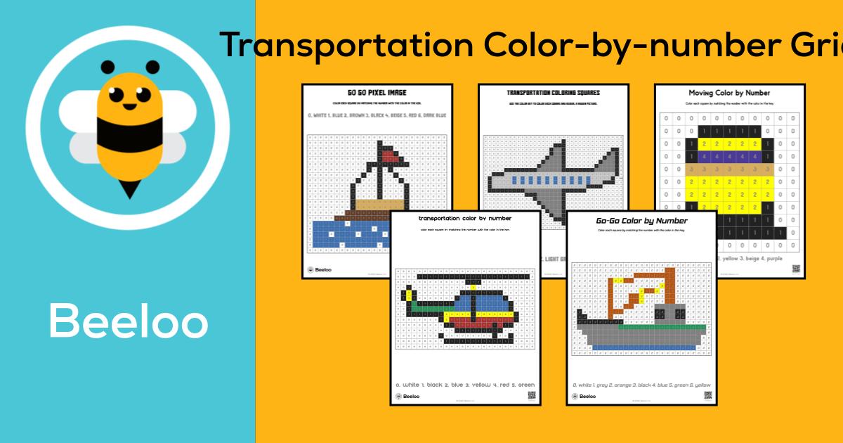 Transportation-themed Color-by-number Grids • Beeloo Printable Crafts ...