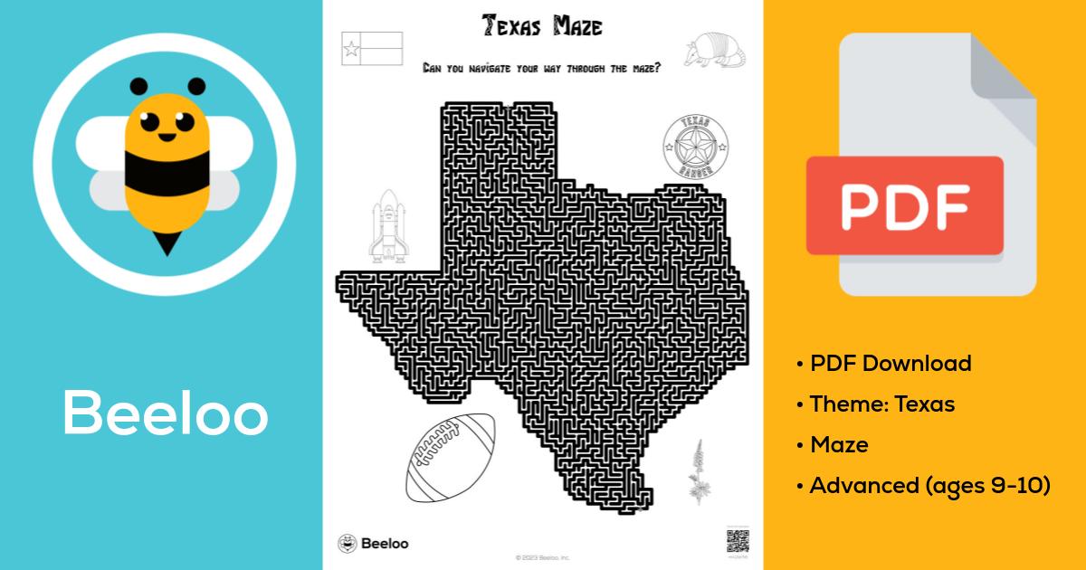 Texas Maze • Beeloo Printable Crafts and Activities for Kids